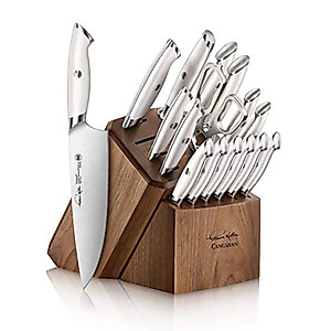 Cangshan Thomas Keller Signature Collection Swedish Powder Steel Forged, 17-Piece Knife Block Set, Walnut, White