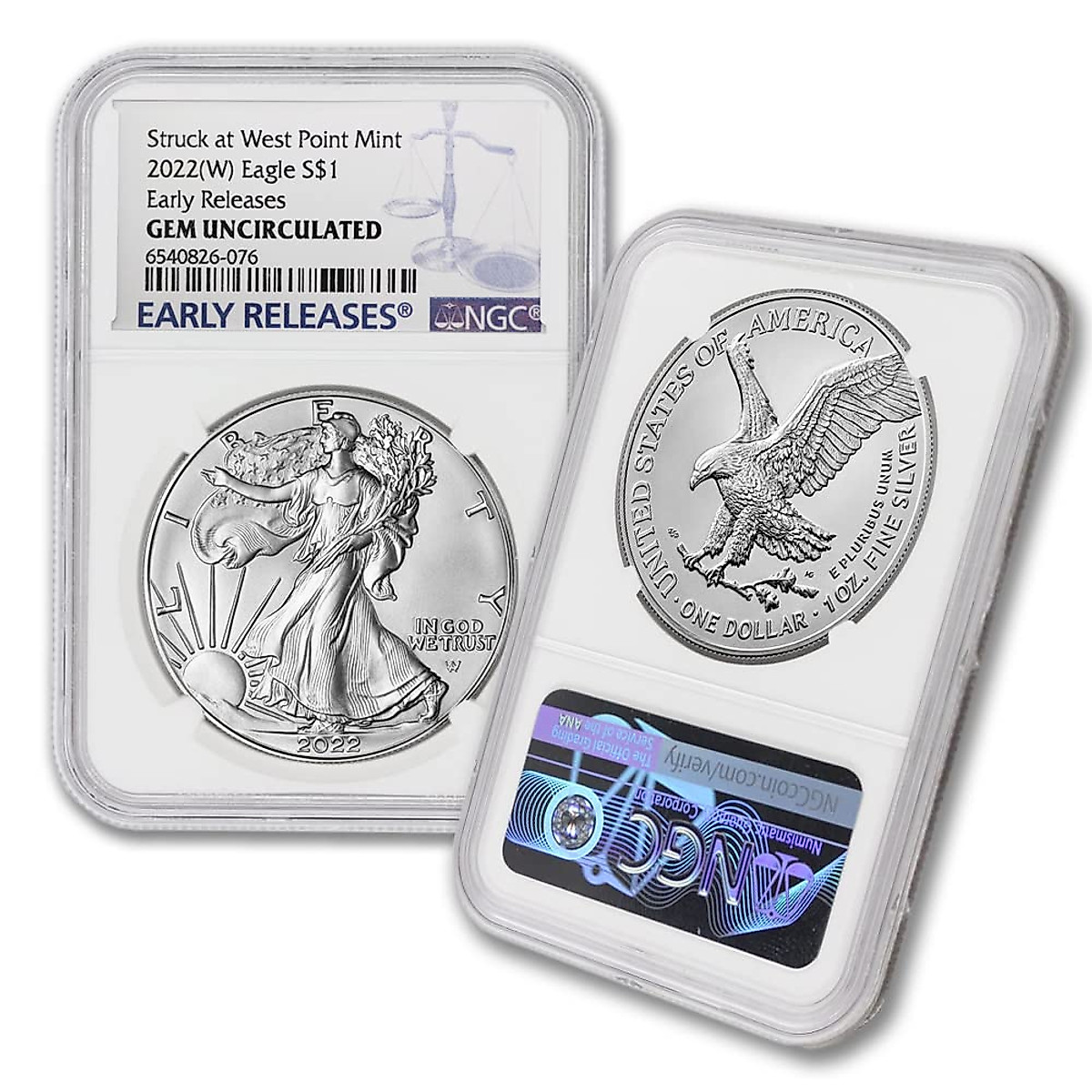 2022 (W) 1 oz American Silver Eagle Gem Uncirculated (Early Releases - Struck at West Point Mint) $1 GEMUNC NGC