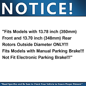 Detroit Axle - 6 Lugs Brake Kit for 12-20 Ford F-150 [with Manual Parking Brake] Ceramic Brakes Pads 2012 2013 2014 2015 2016 2017 2018 2019 2020: 13.78'' inch Front and 13.70'' inch Rear Brake Rotors