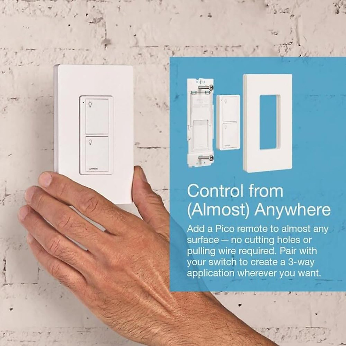 Lutron Caseta Switch & Remote-Wireless Control | 3-Way Switch | Compatible with Alexa, Apple HomeKit, and the Google Assistant | P-PKG1WS-WH | White