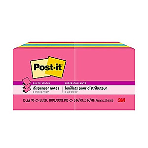 Post-it® Super Sticky Pop-up Notes, 3" x 3", Assorted, , Pack Of 10 Pads