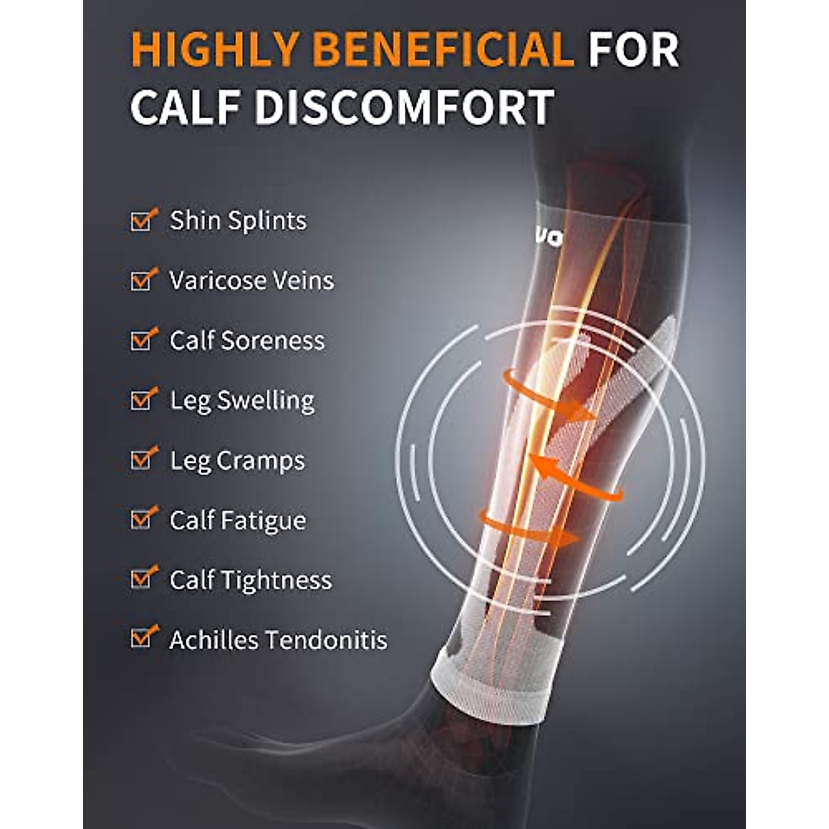 CAMBIVO 3 Pairs Calf Compression Sleeve for Women and Men,Leg Brace for Running, Cycling, Shin Splint Support for Working out, Footless Compression Socks(Gray, Large-X-Large)