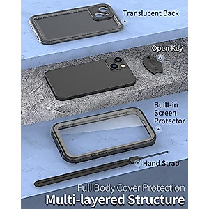 SPORTLINK Compatible with iPhone 13 Mini Waterproof Shockproof Case with Built in Screen Protector - Full Body Heavy Duty Dustproof Rugged 360°Full Sealed Protective Cover 5.4 Inch (Black)