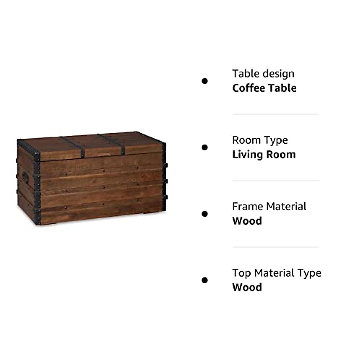Signature Design by Ashley Kettleby Vintage Wood Storage Trunk or Coffee Table with Lift Top 19", Brown