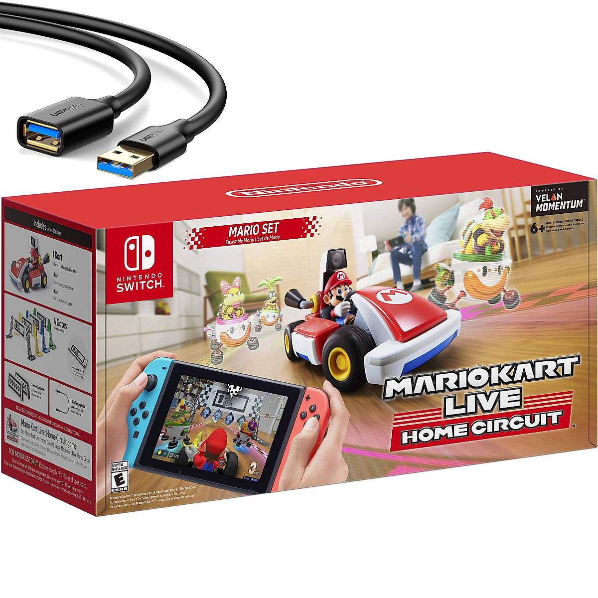 Nintendo 2020 Newest - Mario Kart Live: Home Circuit - Mario Set Edition - Holiday Family Gaming Bundle for Nintendo Switch, Nintendo Switch Lite - RED - iPuzzle USB Extension Cable