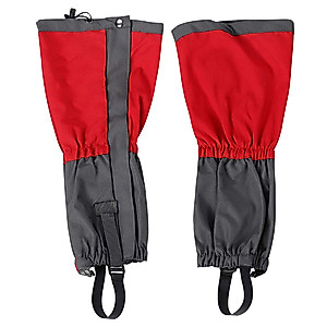 plplaaoo Leg Gaiters,1 Pair Outdoor Waterproof Sports Climbing Hiking Legging Gaiters Shoe, Snow Accessories, Gaiters Gators for Hiking, Boots Cover, Hunting Gear and Equipment for Adults(Red)