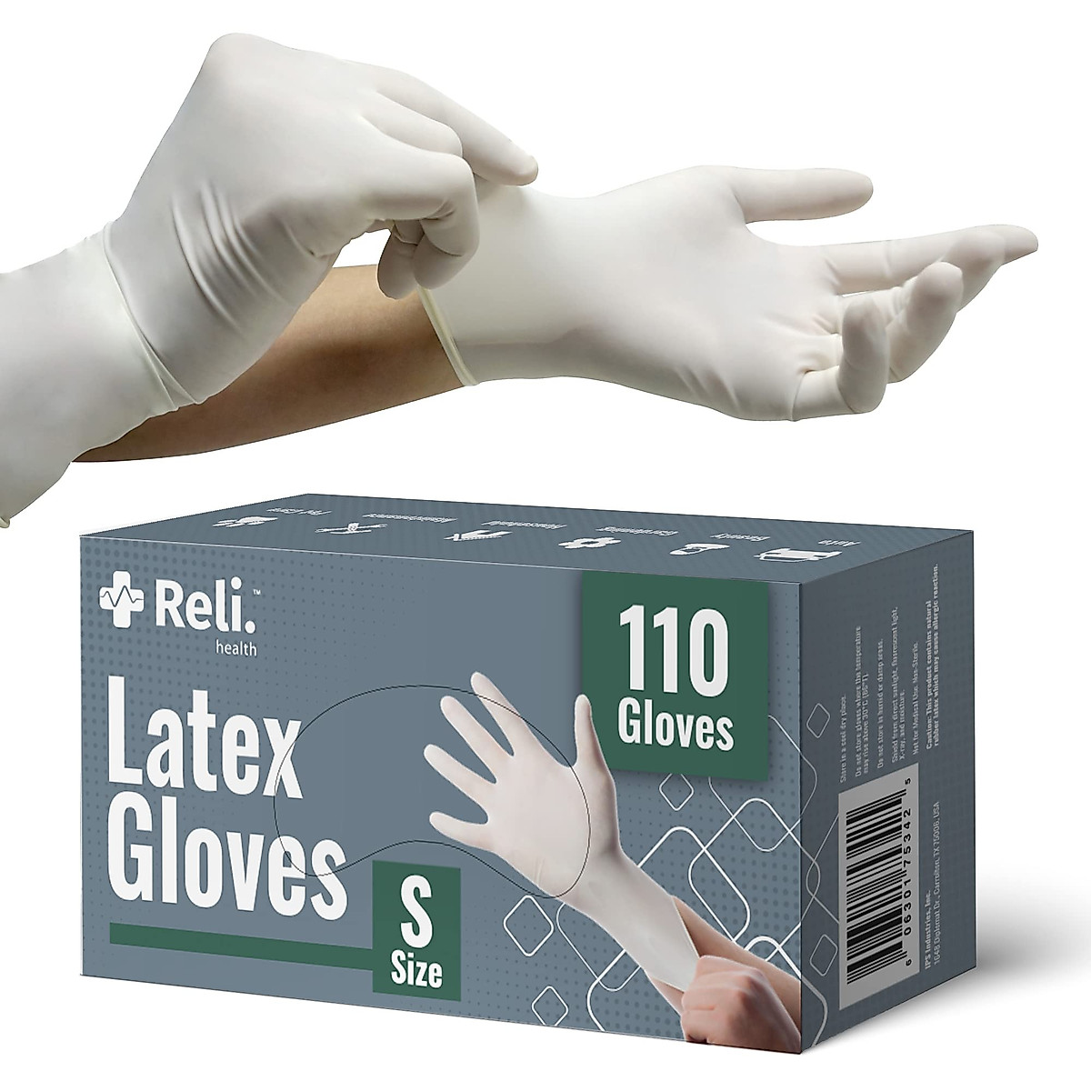Reli. Latex Gloves, Small (110 Count) | Disposable | Powder-Free | White Gloves, Non-Sterile | All Purpose - Cleaning, Automotive, Cooking, Industrial, Laboratory | Single Use (Small)