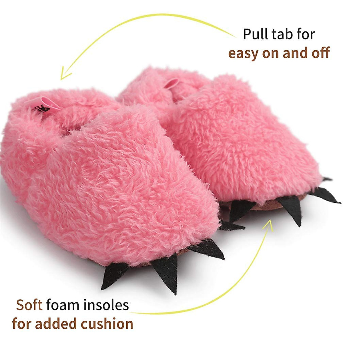 CoKate Baby Boys Girls Soft Plush Slippers Bear PAW Animal Boots Toddler Infant Crib Shoes Winter House Shoes (12-18 Months, Dark Pink)