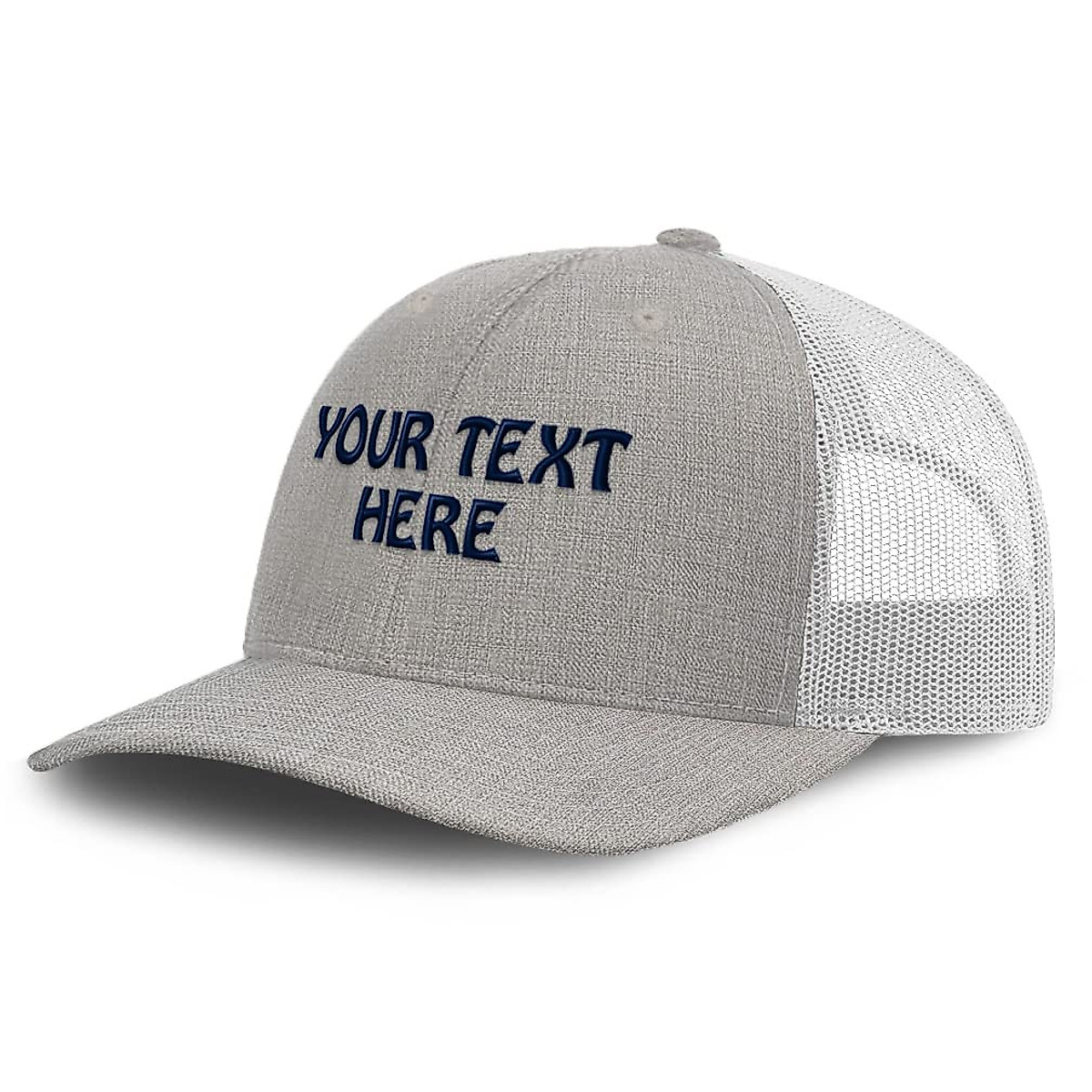 Mesh Trucker Hat Baseball Cap Custom Personalized Text Cotton Dad Hats for Men & Women Snapback Heather Tan One Size
