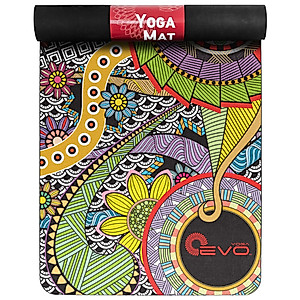 3mm Yoga Mandala Mat with Rubber Base and Suede Face multicolor