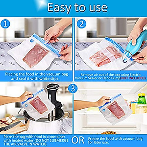 Reusable Vacuum Zipper Bags, 20 Sous Vide Bags for Anova and Joule Cookers, 3 Sizes Reusable Storage Bags with Double-layer Zippers for Food Saver and Sous Vide Cooking