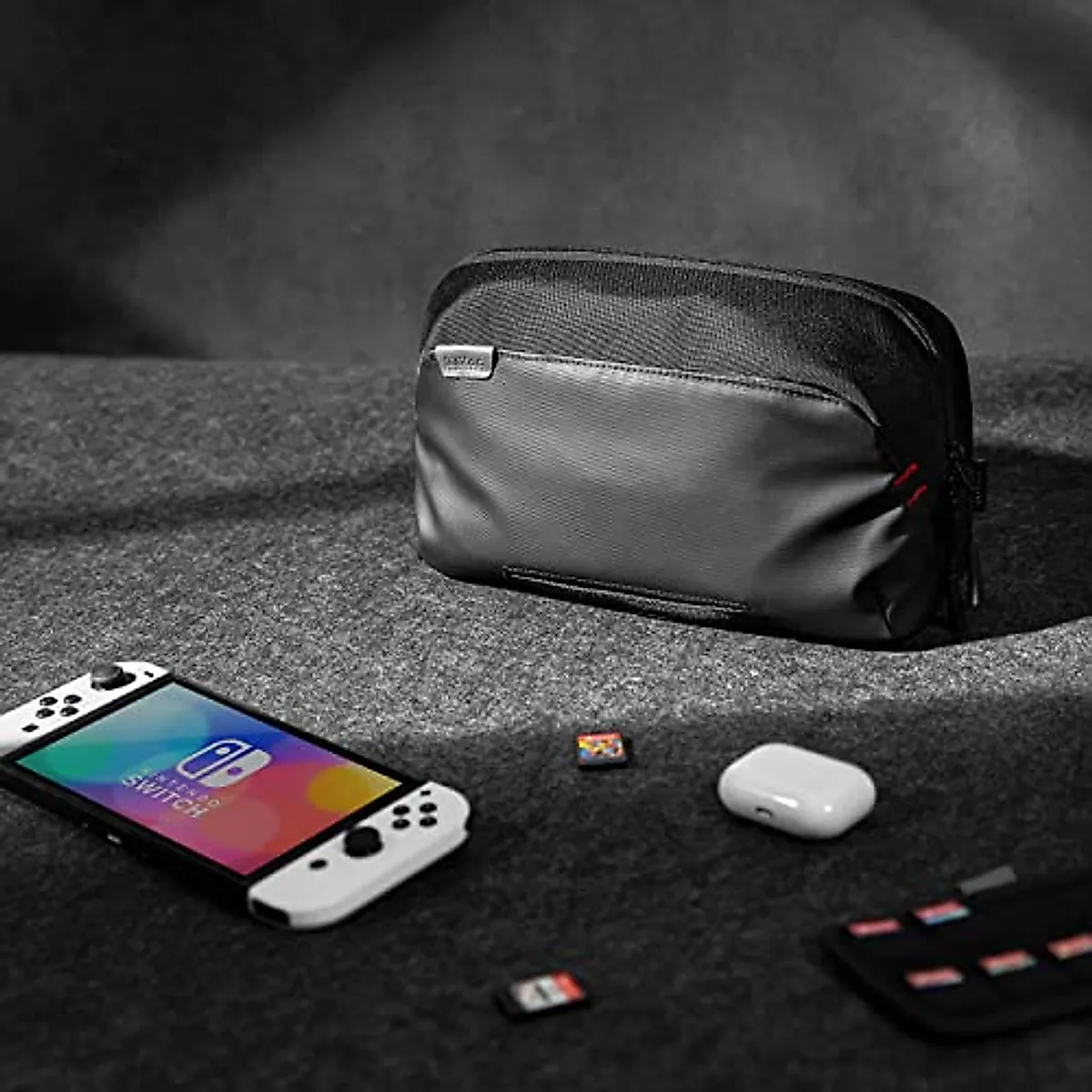 tomtoc Sling Shoulder Bag for Nintendo Switch/Switch OLED/Odin2, Removable EVA W-shaped Structure, Protective Carrying Pouch with 20 Game Cartridges Fit Pro Controller, Charger and Accessories