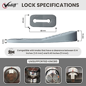 Vadiff Silicone Gas Stove Child Safety Knob Locks | Oven Knob Guard (5 Pk)(Gray)