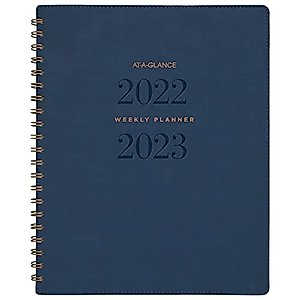 AT-A-GLANCE 2022-2023 Planner, Weekly & Monthly Academic, 8-1/2" x 11", Large, Signature Collection, Navy (YP905A20)