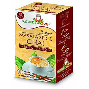 Nature's Guru Instant Masala Spice Chai Tea Drink Mix Unsweetened 10 Count Single Serve On-the-Go Drink Packets, 5.64 Ounce (Pack of 1) (MCU_FBA)