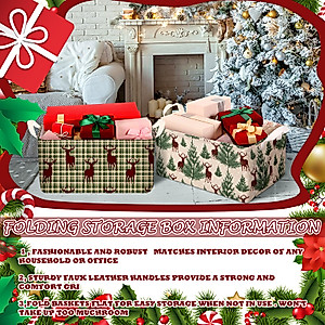 Boao 6 Pack Christmas Storage Bin Collapsible Large Christmas Storage Baskets for Gifts Canvas Laundry Basket Foldable Storage Box with Handle for Office Home Bedroom Clothes(Red, Green, Classic)