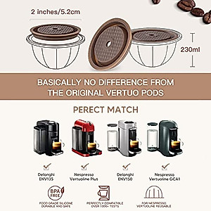 Reusable Coffee Capsule Lid for Original Nespresso Vertuoline Pods, Food Grade Silicone Caps for Refillable Nespresso Vertuo Pods with Scoop and Brush, 4 PCS(Green)