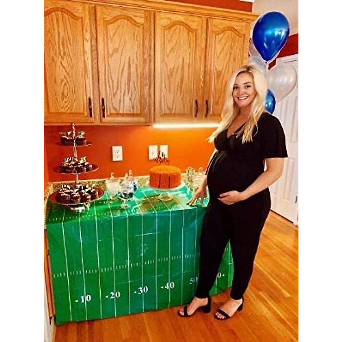 4 Pack Football Touchdown Table Cover Includes 1 Touchdown Banner Games, Playoffs, Birthdays, Tailgate, Baby Shower, Football Theme Party Supplies