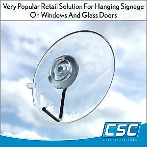 Clip Strip 25 Pack Suction Cup Hooks, 1.75" Diameter Clear PVC Suction Cups with Stainless Steel Hooks for Hanging on Glass, Window, Decor, Shower, Bathroom