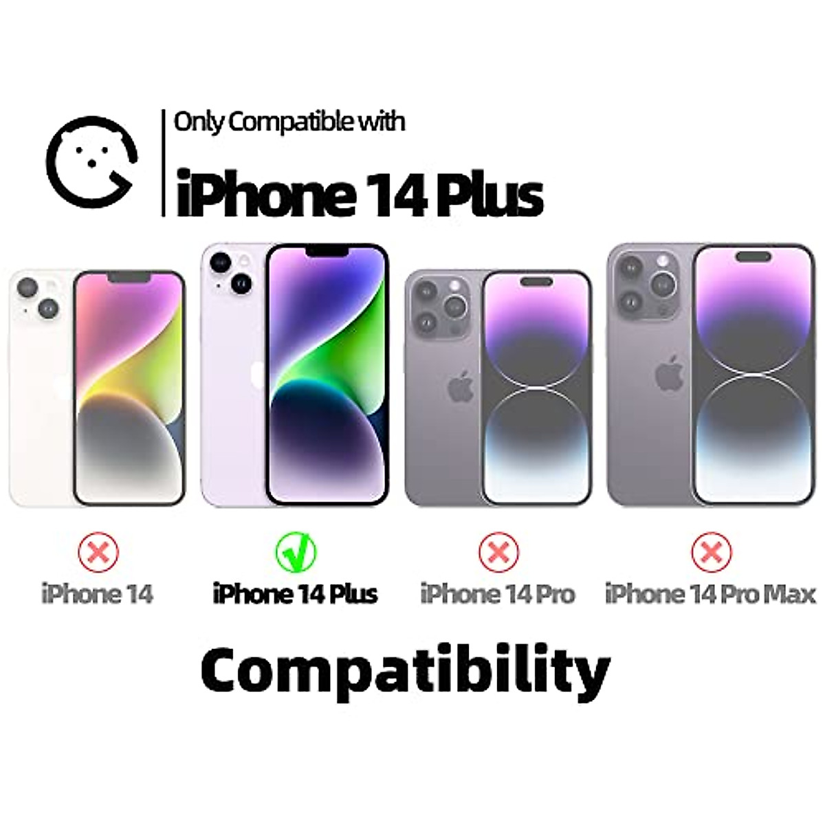 Ginkgonut Compatible with iPhone 14 Plus Case for Women/Girls, Cute 3D Laid Desgin Soft Silicone Shockproof Raised Bumper Corners Case for iPhone 14 Plus （White）