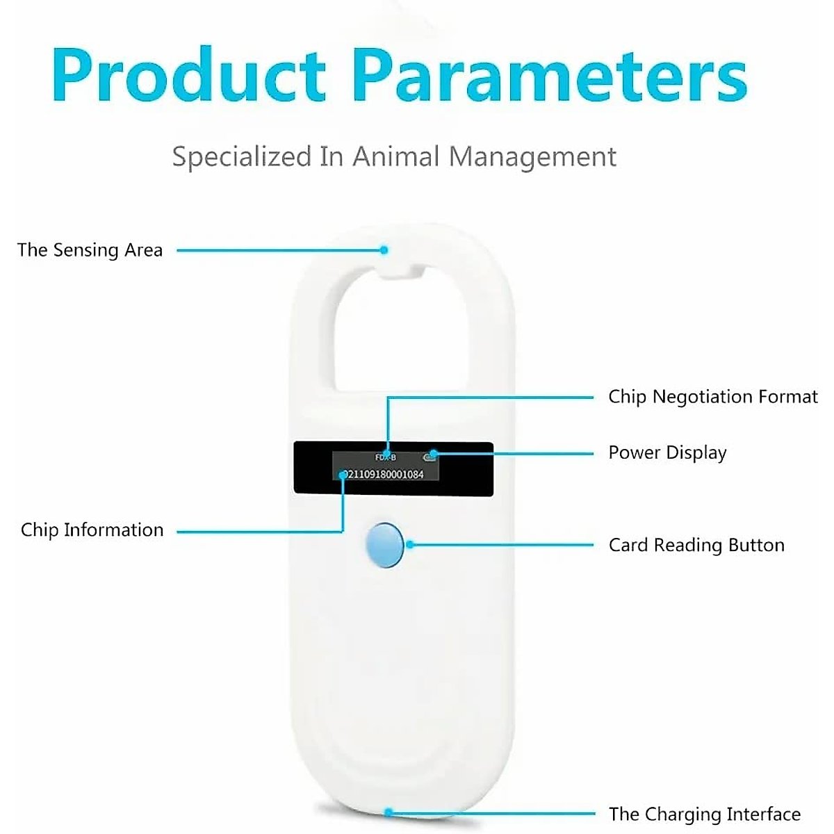 Animal Chip ID Scanner Dog Microchip Reader with OLED Display Screen Supports FDX-B（ISO11784/11785） and EMID Microchips