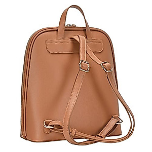 Miztique The Chloe Backpack Purse for Women, Sleek Shoulder Bag, Soft Vegan Leather - Tan