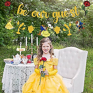GZDUCK Be Our Guest Banner, Beauty And The Beast Decorations Birthday Bachelorette Engagement Bridal Shower Baby Shower Birthday Party Favor Supplies Decorations
