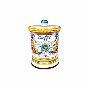 GUTE Deruta Italy Raffaellesco Coffee Jar | Handcrafted & Handpainted Italian Ceramics | Authentic Italian Pottery Handmade in Deruta, Italy