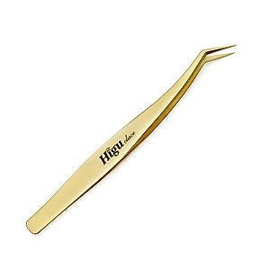 Eyelash Extension Tweezers for Volume Lashes Make Fans Professional Tweezer Tools Precision Stainless Steel 45 Mega Curved Angled 17mm Fine Tip for Eye Lash Extensions Supplies