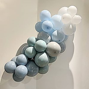 Dusty Blue Balloon Light Blue Gray Balloons Garland Arch Kit Matte Blue Balloon Garland for Boho Birthday Party Boy Baby Shower Decorations Elephant Baby Shower Decorations for Boy (dusty blue combo)