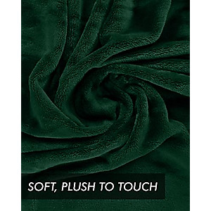 Utopia Bedding Fleece Blankets Bundle Pack of Purple and Forest Green Twin Size Bed Blankets