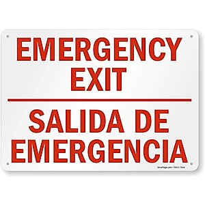 SmartSign "Emergency Exit" Bilingual Sign | 10" x 14" Plastic