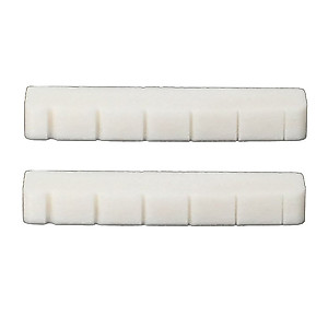 Greenten 2 Pcs 6 String Electric Bone Nut Cattle Bone Slotted Replacement (43 X 6, Unbleached)