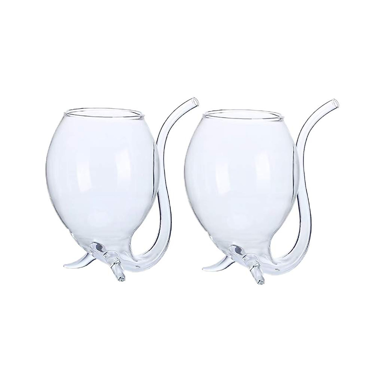 Hvanam Vampire Wine Glass Cup With Built-in Straw Creative Fancy Fun Cocktail Glasses for Juice, Wine (300ml/10oz) - 2 Pack