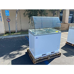 Gelato Freezer Display Case Dipping Cabinet Pan Ice cream showcase Curved Clear Glass 40"
