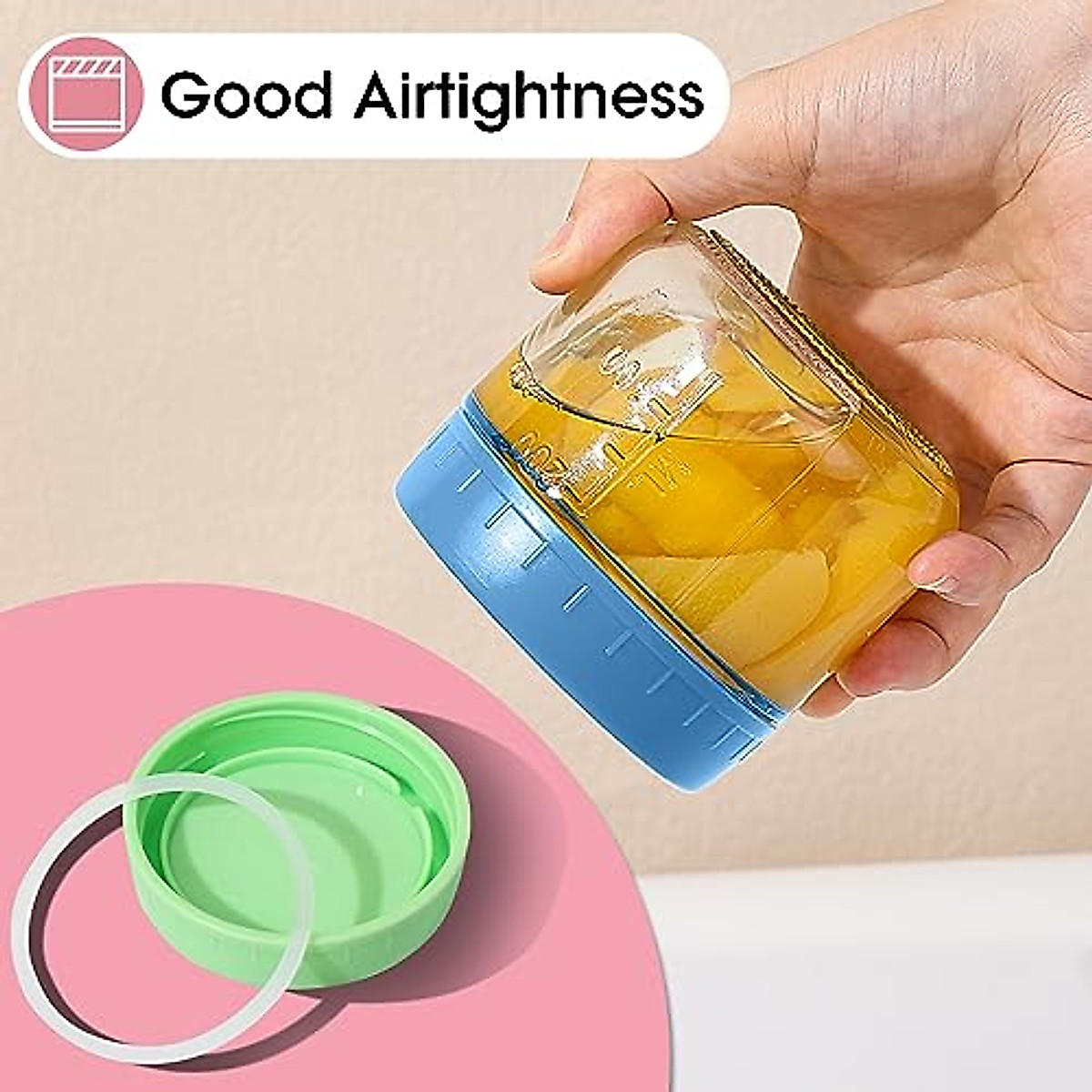 KITCHOP 4 Pack Overnight Oats Containers with Lids, Glass Jars with Lids, Mason Jars with Airtight Lids, Glass Storage Containers for Leftover, Breakfast and Lunch(9.1 oz)