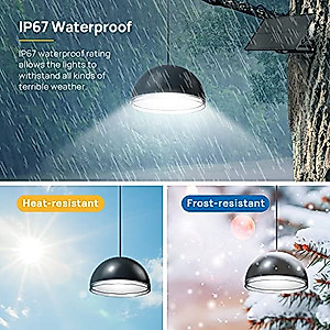 Linkind Comet 38-LEDs Solar Pendant Light, Outdoor Solar Powered LED Shed Light Barn Lights with 5M Cord, 6500K Daylight White, Dusk-to-Dawn IP67 Waterproof for Shed Barn Garden Yard