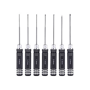 7pcs Hex Allen Screwdriver Kit 0.9mm 1.27mm 1.3mm 1.5mm 2.0mm 2.5mm 3.0mm Key Driver Repair Tools for Rc Model Car Helicopter Boat Spare Tool Parts (Silver Tips)