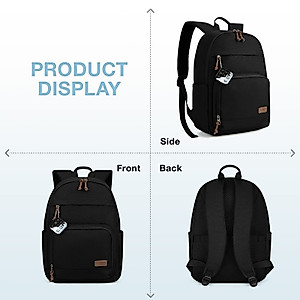 School Backpack Set, mommore Lightweight Kids Backpack with Pencil Bag Elementary Kids Bookbags School Backpack for Kids Boys Girls Casual Daypack with Luggage Strap, Black