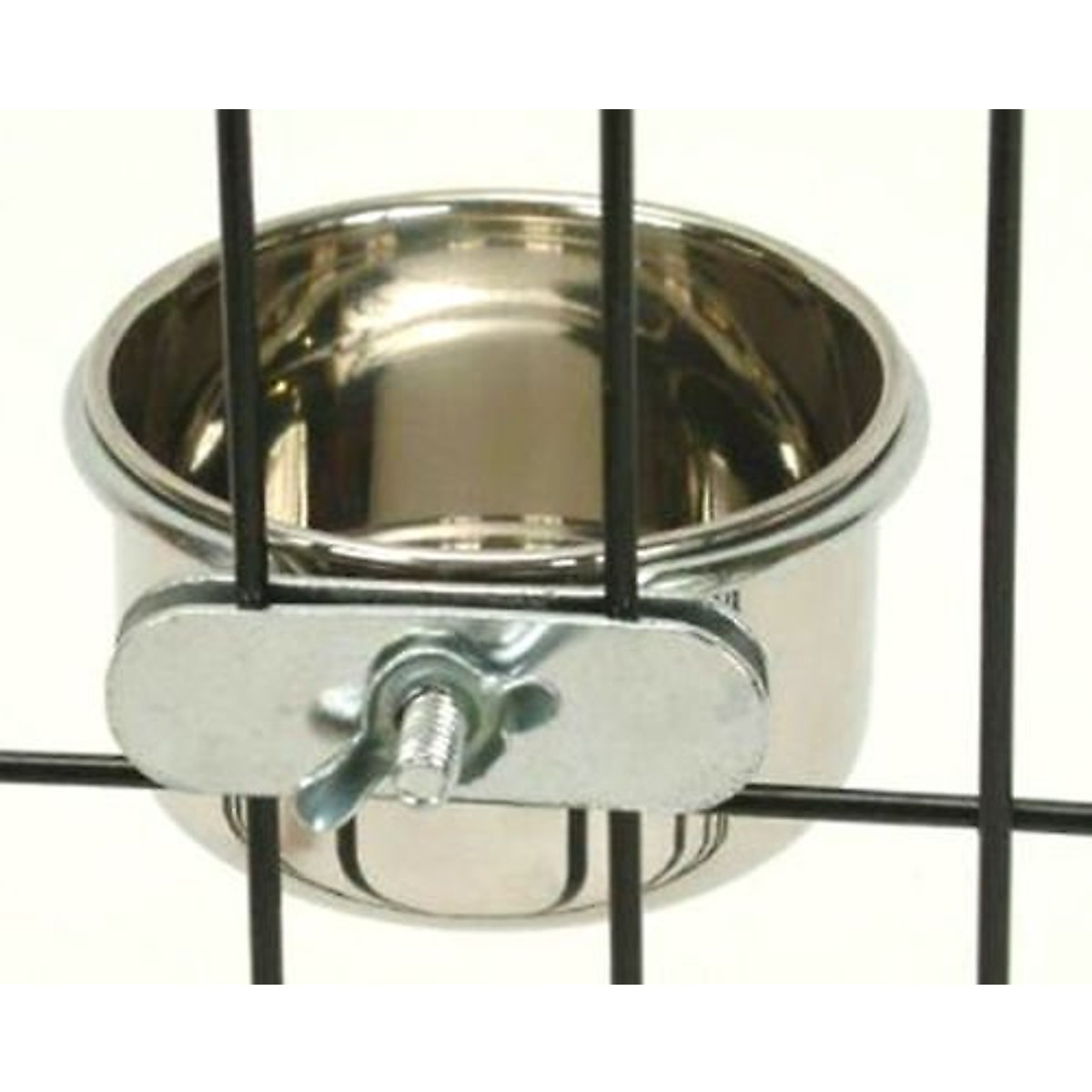 Bird Parrot Feeding Cups Cage Hanging Bowl Stainless Steel Perches Play Stand with Clamp - Bird Coop Cups Seed Water Food Dish Feeder Bowl 10 Ounce