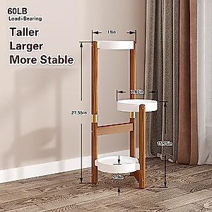 OERGKE Plant Stand Indoor Outdoor, 3 Tier Tall Wood Plant Shelf for Multiple Plants, Tiered Flower Pot Shelves Plant Holder for Patio Garden Corner Balcony Living Room Boho Deco (Walnut)