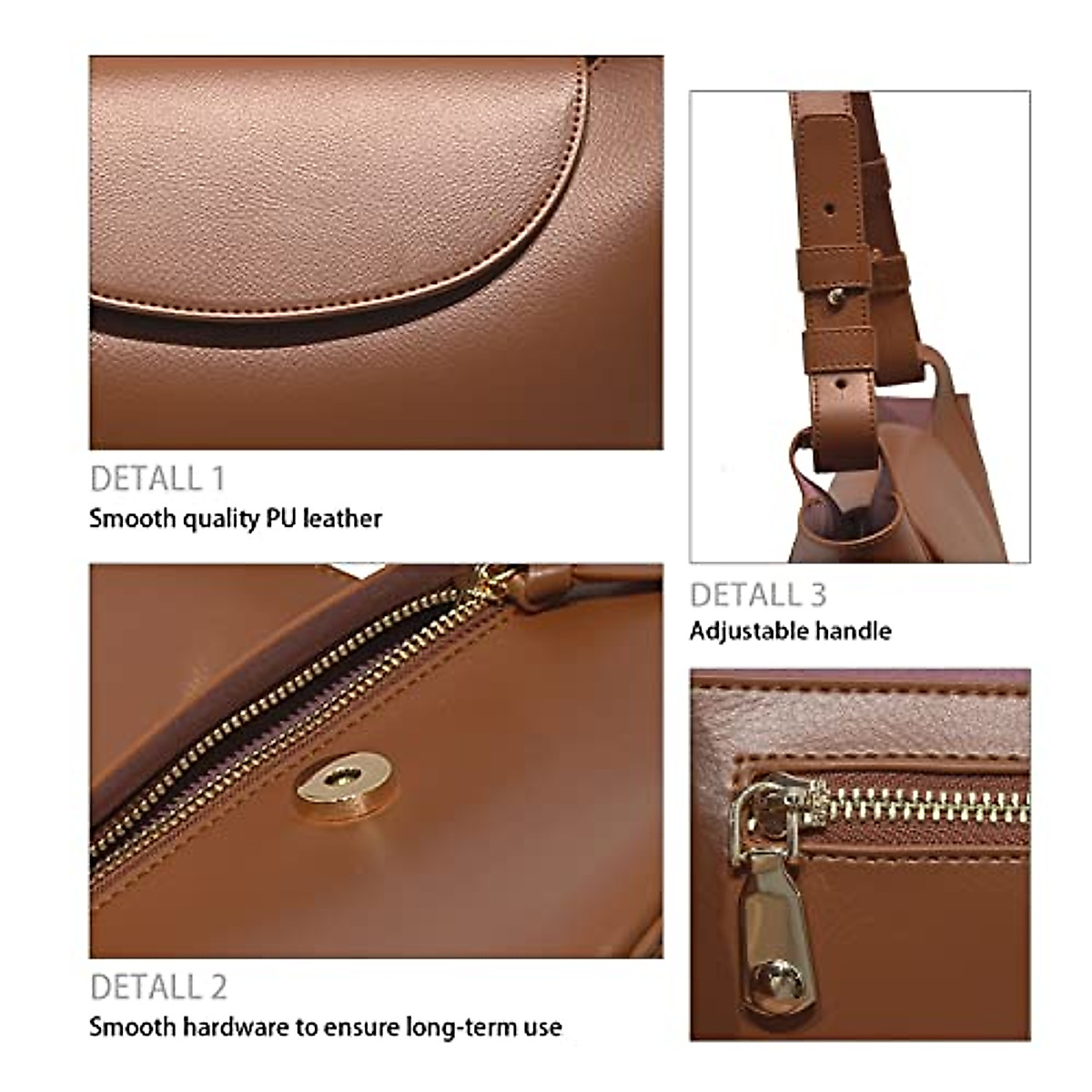 Chinllo Women Flip Tote Bag Fashion Leather Handbags Shoulder Bag with Adjustable Handle (Brown)