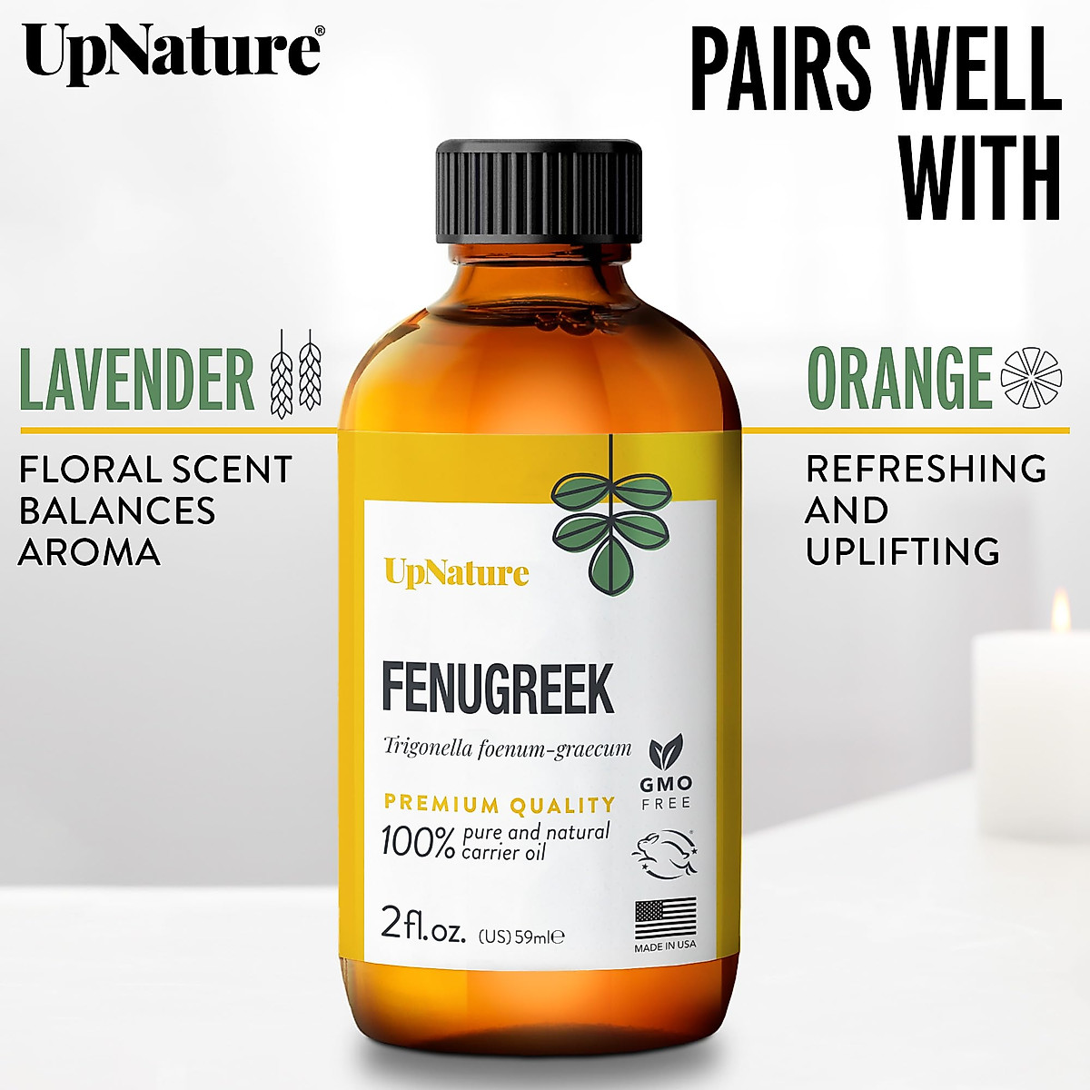 UpNature Fenugreek Oil - 100% Pure Fenugreek Seed Extract Essential Oil, 2oz