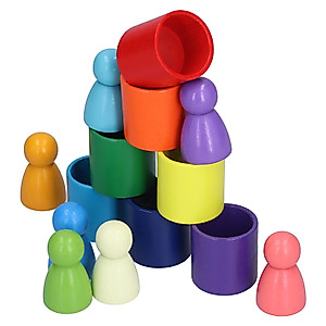 Tnfeeon Peg Dolls, Wooden Playset Toys Educational 7pcs for Kids for Children