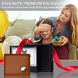 GIPUSSON Slim Leather Wallet for Men Airtag Hidden,Large Bifold Mens Wallet RFID Blocking with ID Windows,Credit Card Holder for Men Wallet