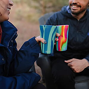 Silipint: Silicone Pint Glasses: 4 Pack Headwaters, Mtn Marble, Arctic Sky & Hippie Hops - 16oz Unbreakable, Flexible