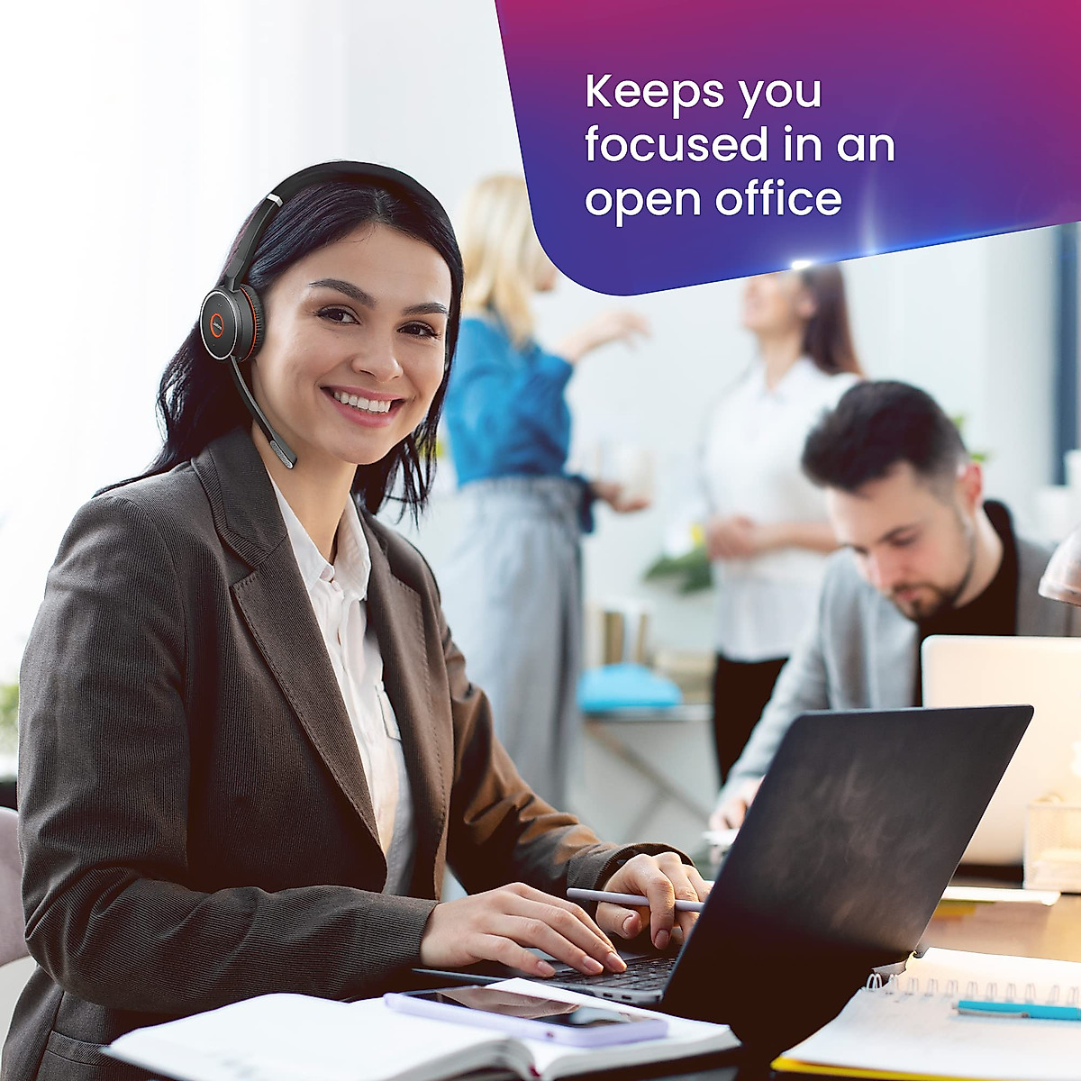 Jabra Evolve 75 Bluetooth Headset Bundle, Wall Charger, USB Dongle 7599-832-109-B, Pc, Mac, Compatible for Dragon, Softphones, Mobile, Tablet, Microsoft Certified, Skype, Cisco, Avaya