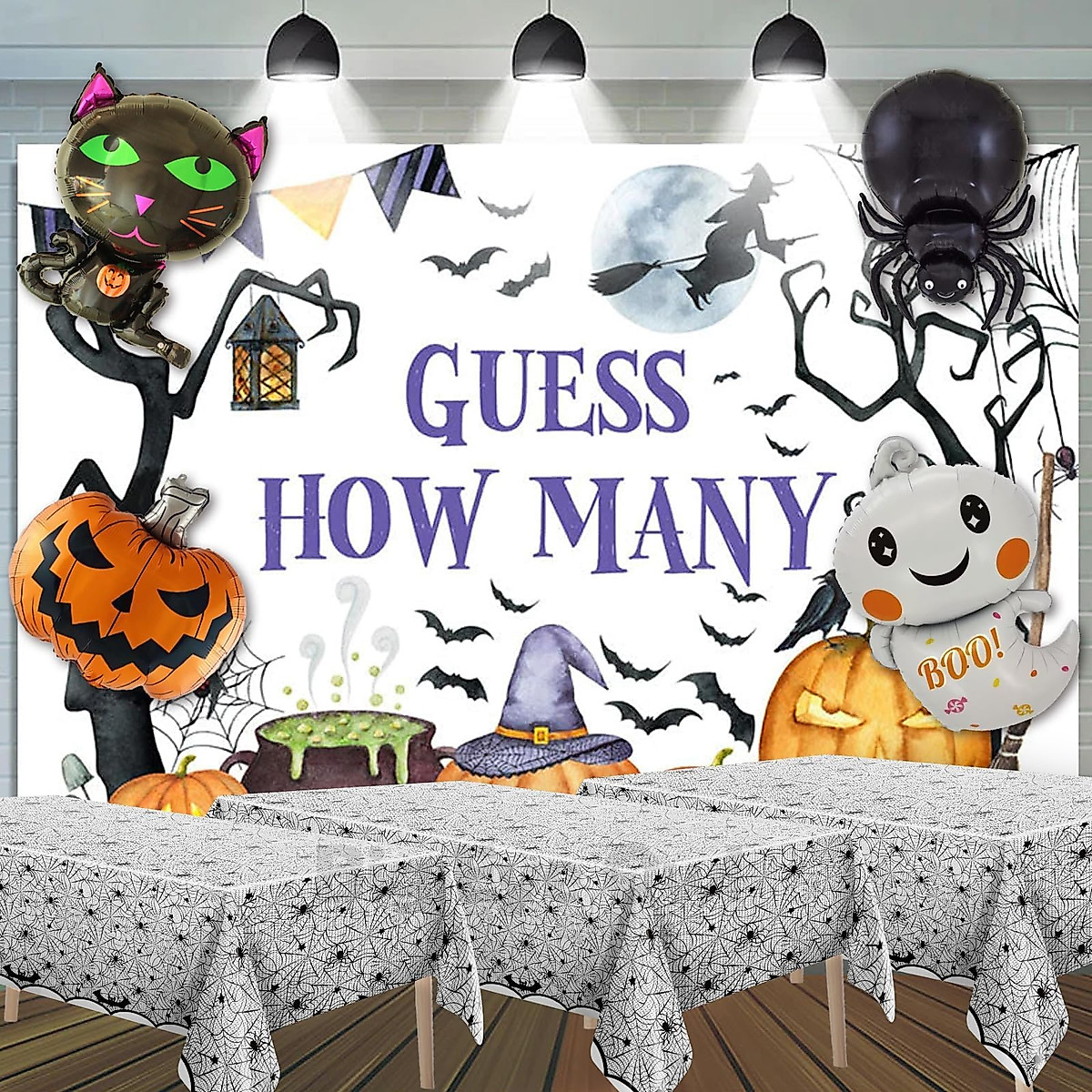 3 Pcs Halloween Spider Web Tablecloth Plastic Black Disposable Rectangle Scary Bat Table Cloths for Birthday Party Decoration Supplies 54 * 108 Inch