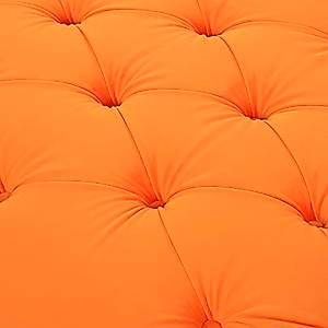 Fulocseny Tufted Velvet Chaise Lounge Indoor,Leisure Accent Chair Upholstered Couch,Velvet Chaise Lounge Chair,Tufted Armless Chaise Lounge,Velvet Fabric+Wood Frame+Foam +Wood Legs (Orange)