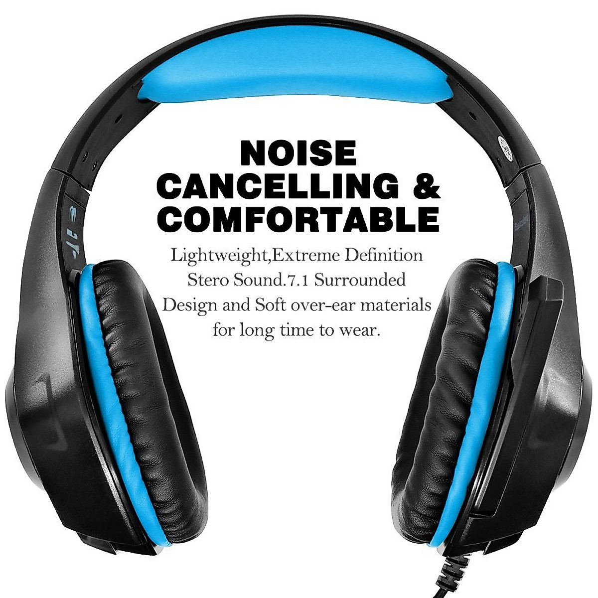 collee 3.5mm Gaming Headset LED Light Over-Ear Gaming with Volume Control, Microphone for PS4 Laptop, Tablet, PSP, Xbox, Mobile Phones(Black+Blue)